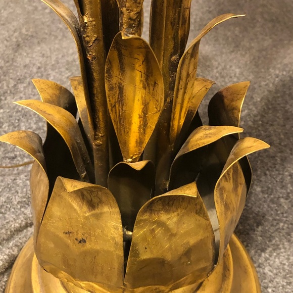 Other | Vintage Mcm Large 37 Gold Gilt Flower Lotus Tulip Table Lamp ...